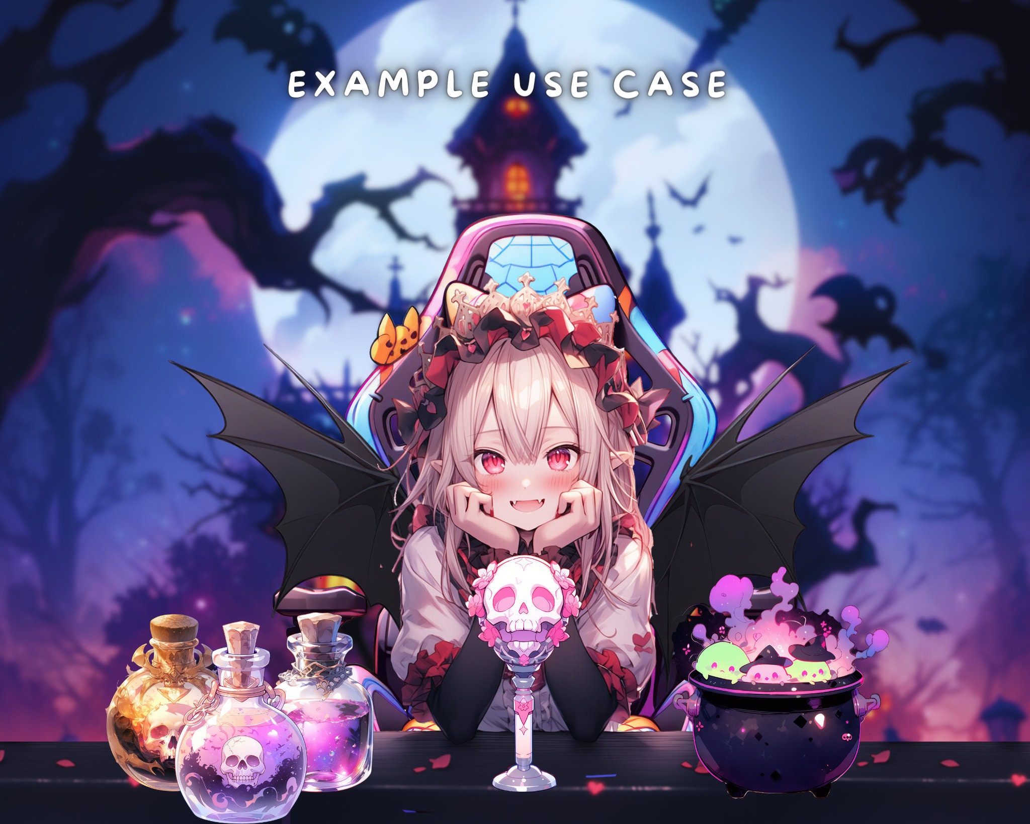 5x Vtuber Halloween Vampire Wings Transparent Cute Kawaii Spooky ...