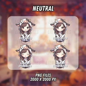Cute Cow Girl Pngtuber | Kawaii | Ready for Twitch | Vtuber Avatar ...