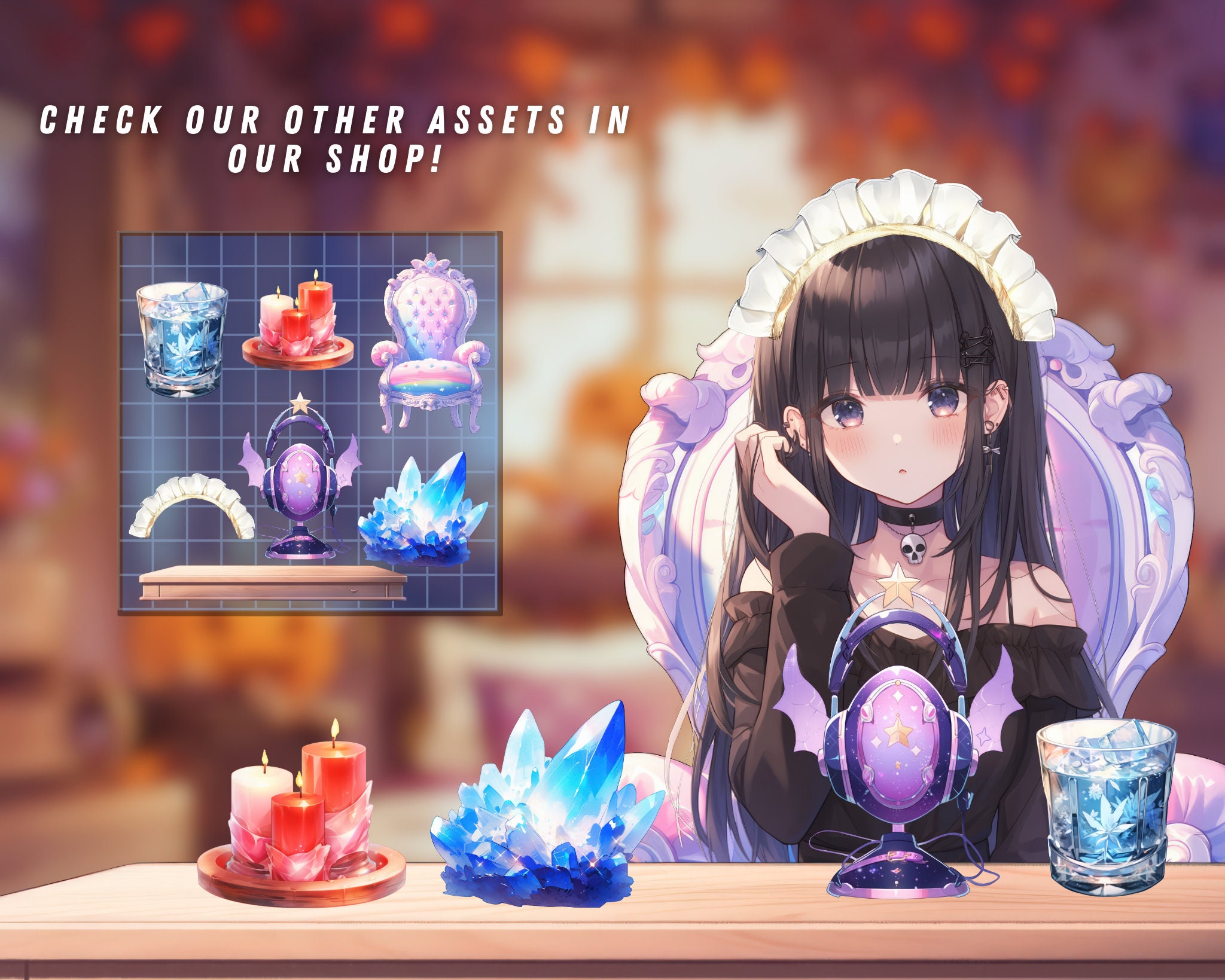 5x Vtuber Maid Hat Assets Mobcap Cute Bonnet Transparent Overlay ...