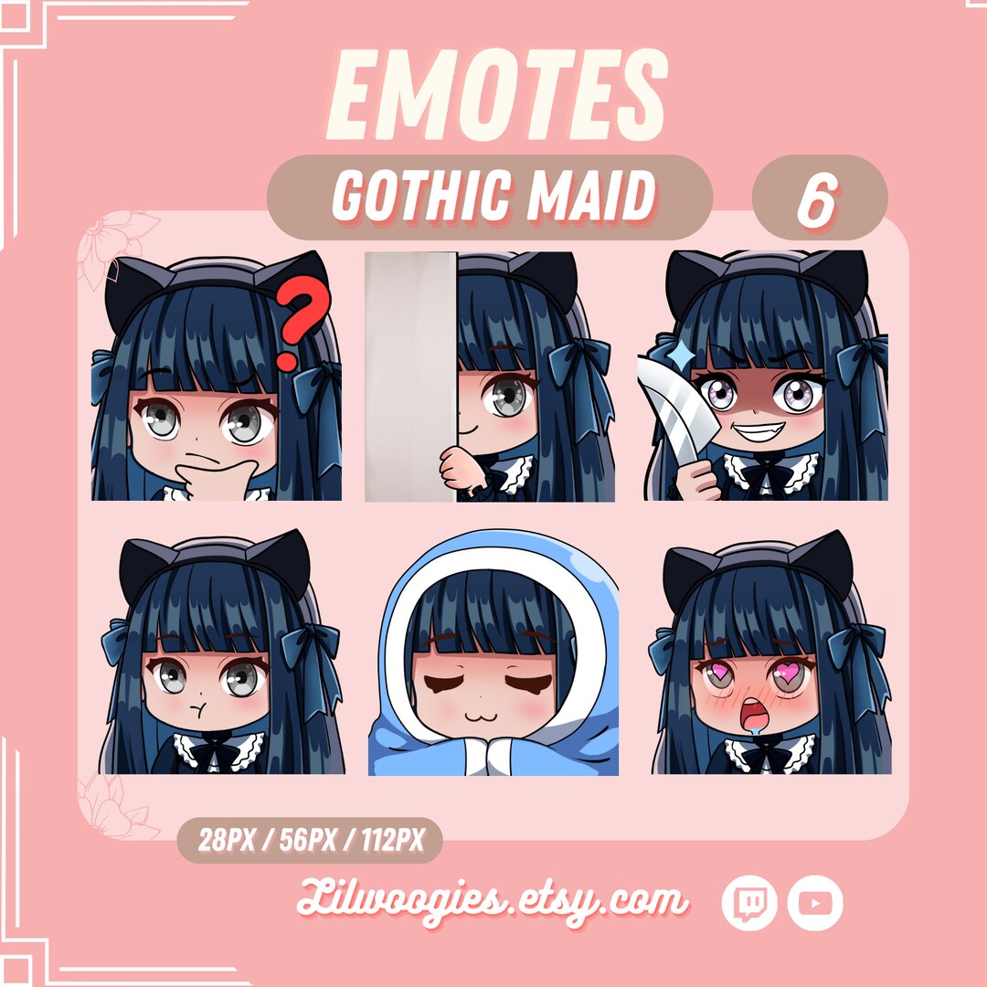 Gothic Maid Twitch Emotes, Twitch Sub Emotes, Anime Girl Emotes, Cute ...