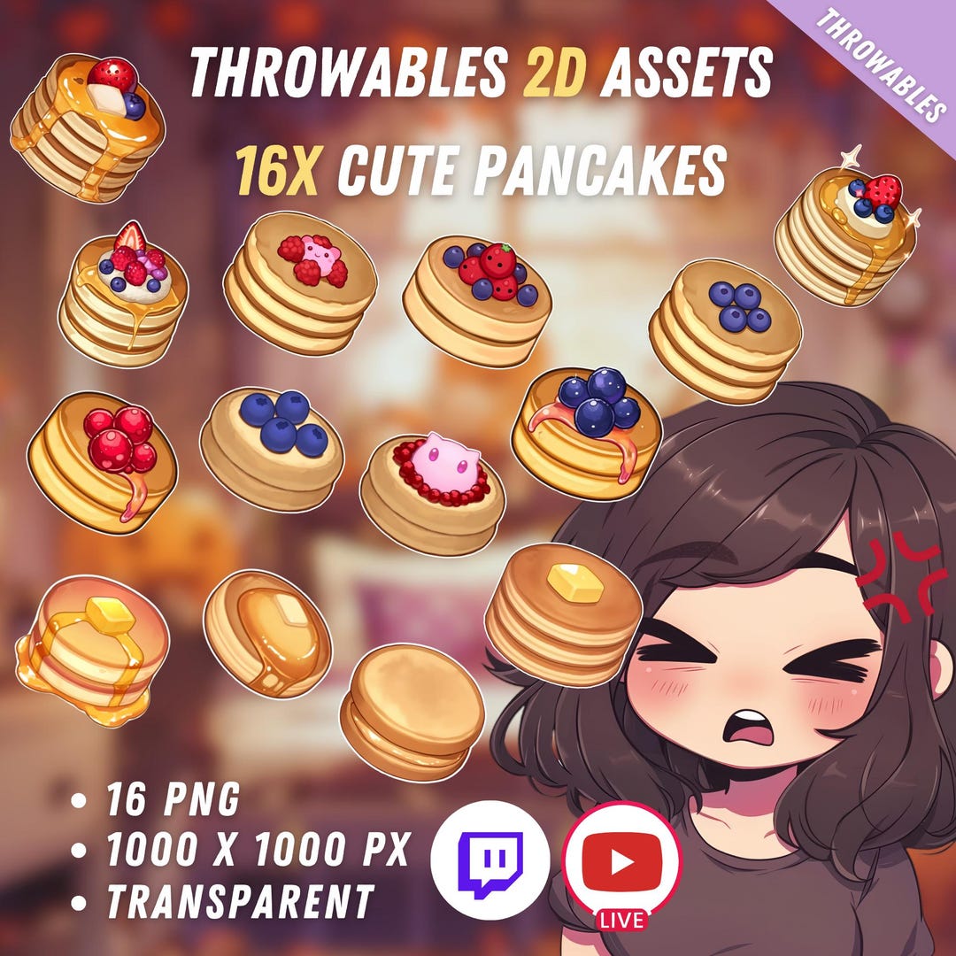 Bundle of Throwable Cute Pancakes Assets 16x | Transparent | Kawaii ...