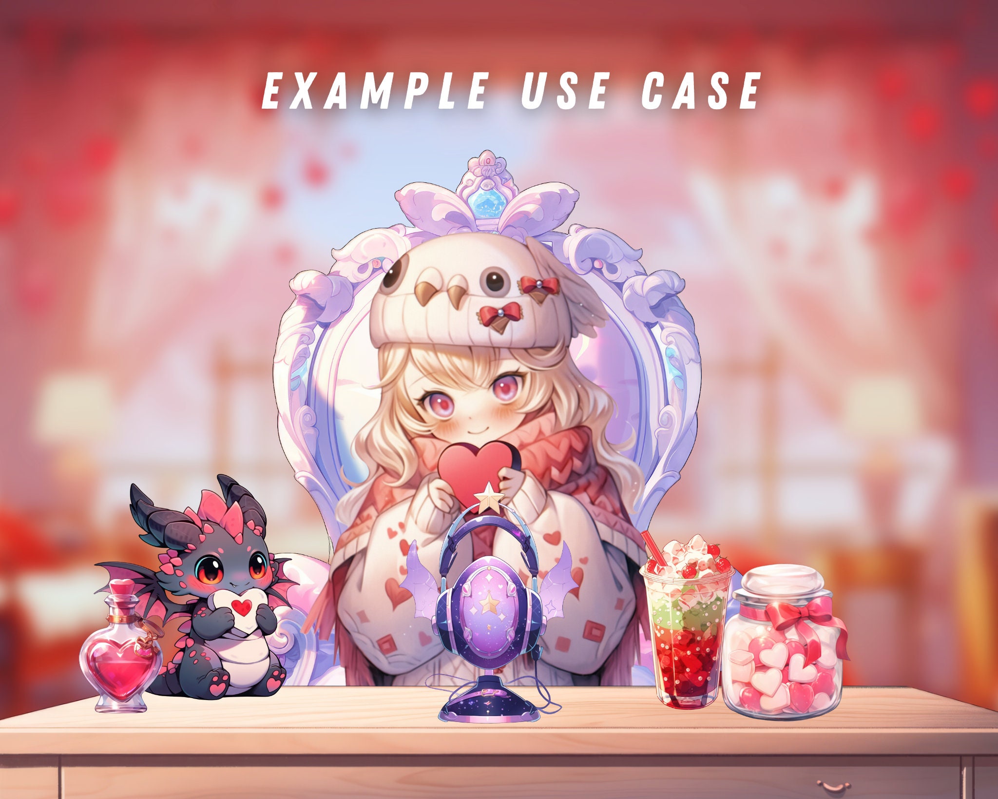 5x Kawaii Baby Dragon Valentine Vtuber Assets Fantasy Pets Anime ...