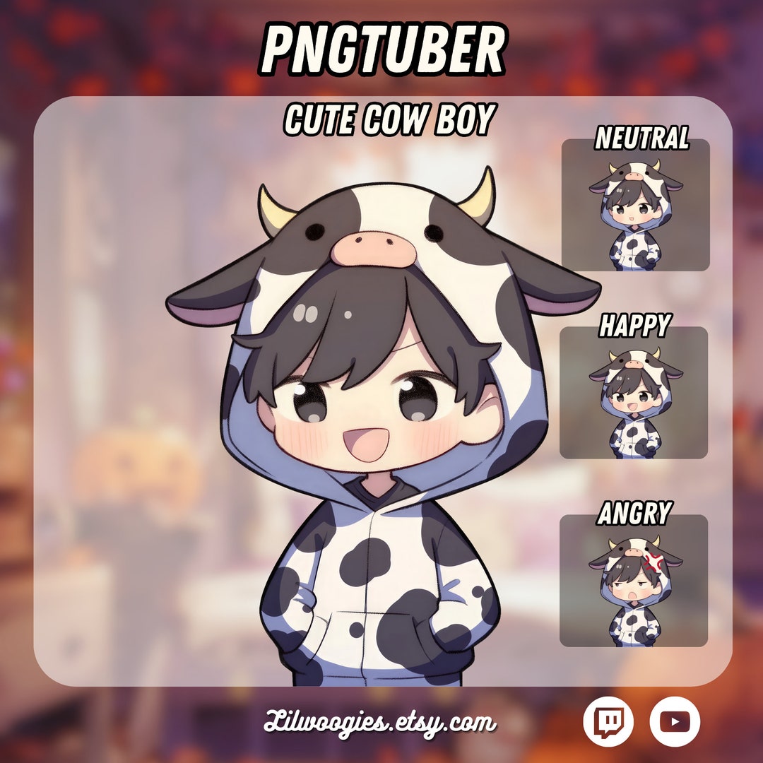 Cute Cow Boy Pngtuber | Kawaii | Ready for Twitch | Vtuber Avatar ...