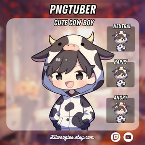 Cute Cow Boy Pngtuber | Kawaii | Ready for Twitch | Vtuber Avatar ...