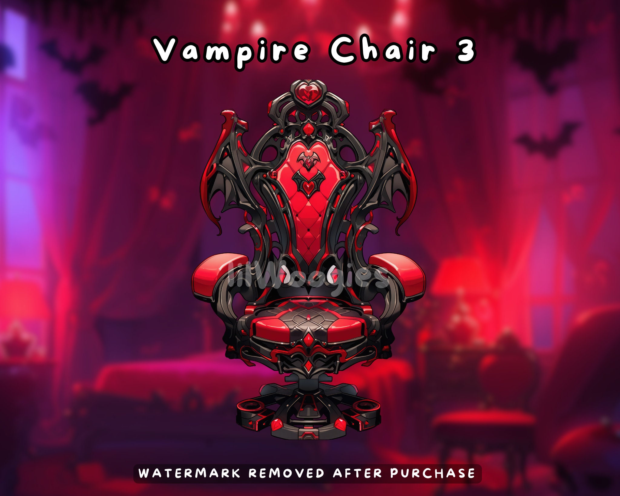 4x Vtuber Vampire Chairs | Transparent | Cute | Kawaii | Halloween ...