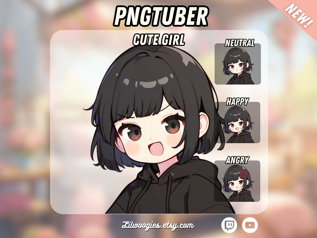 Cute Hoodie Girl Pngtuber | Kawaii | Ready for Twitch | Streamlabs ...