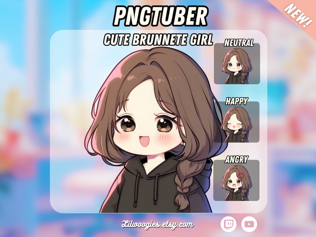 Cute Girl Pngtuber | Black Hair | Kawaii | Ready for Twitch ...