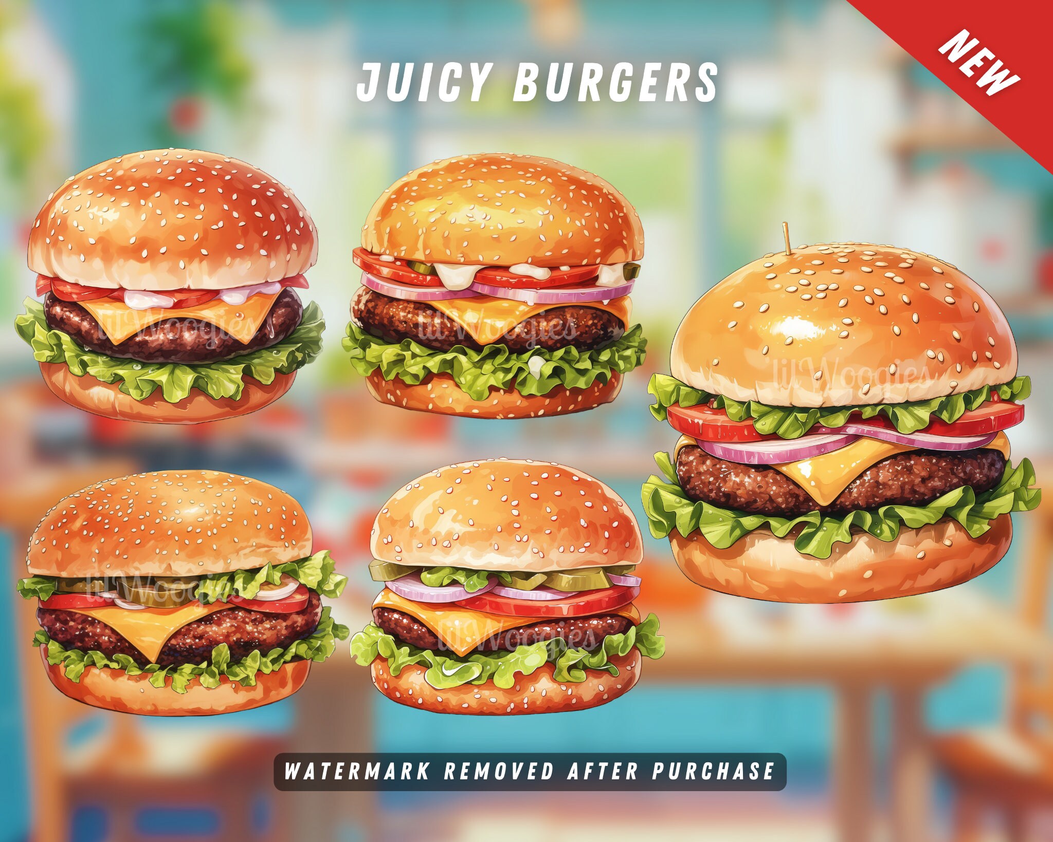 Vtuber Juicy Burgers 5x | Pngtuber | Transparent Props | Cute Fastfood ...