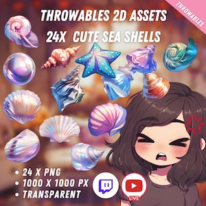 Bundle of Throwable Cute Sea Shells Assets 24x | Transparent | Kawaii ...