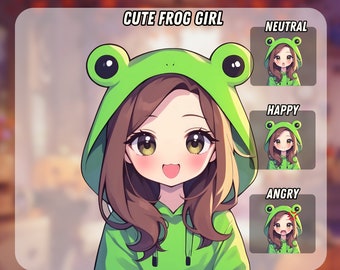 Cute Frog Pngtuber Kawaii Ready for Twitch Streamlabs Vtuber Avatar Streaming Vtuber Assets OBS ...