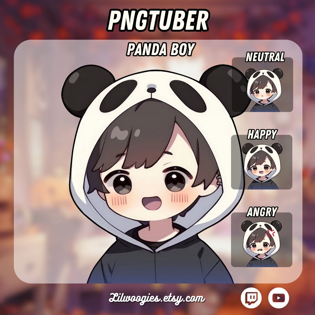Cute Panda Boy Pngtuber | Kawaii | Ready for Twitch | Vtuber Avatar Streaming | Vtuber Assets ...