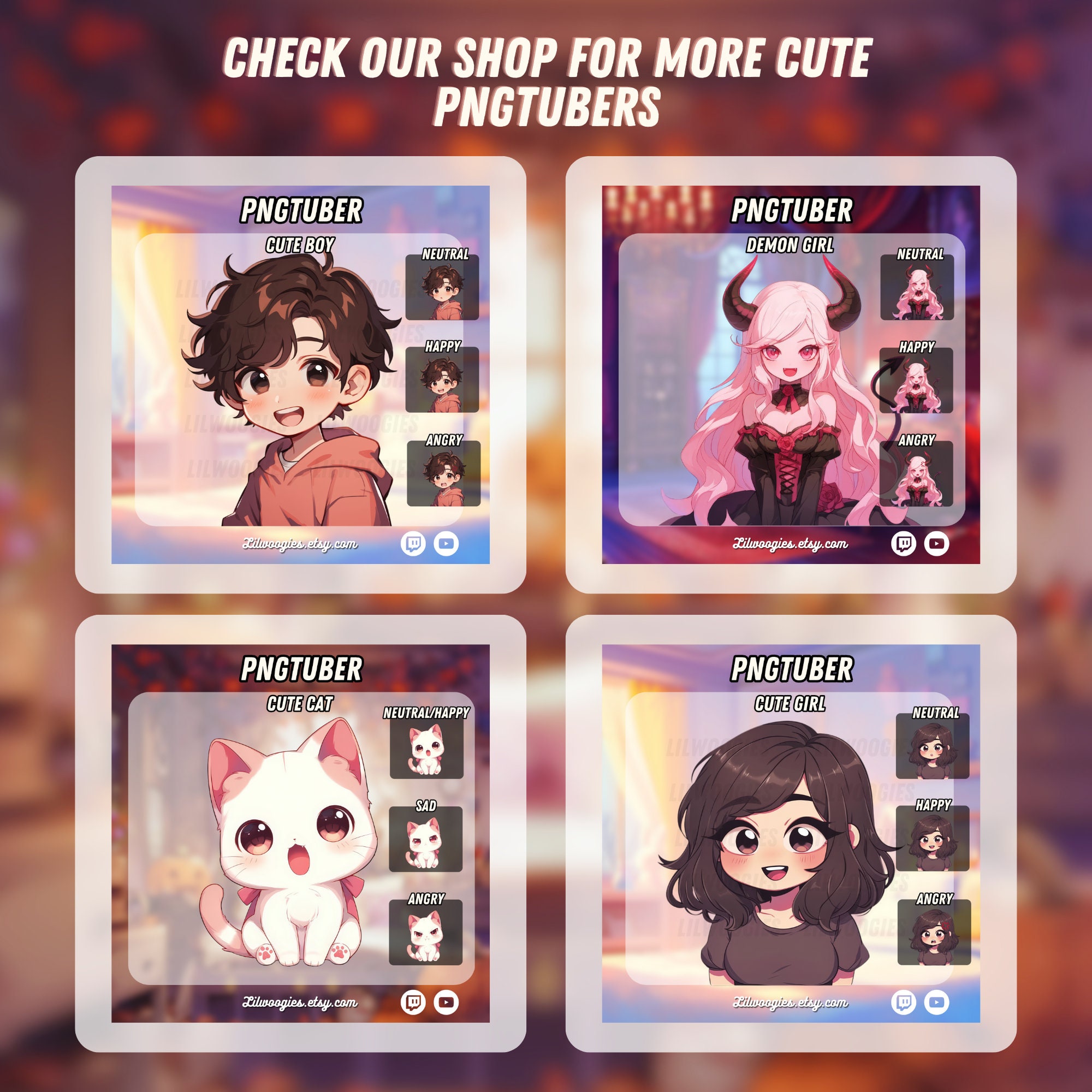 Pngtuber Chibi Raccoon | Kawaii | Ready for Twitch | Vtuber Avatar ...