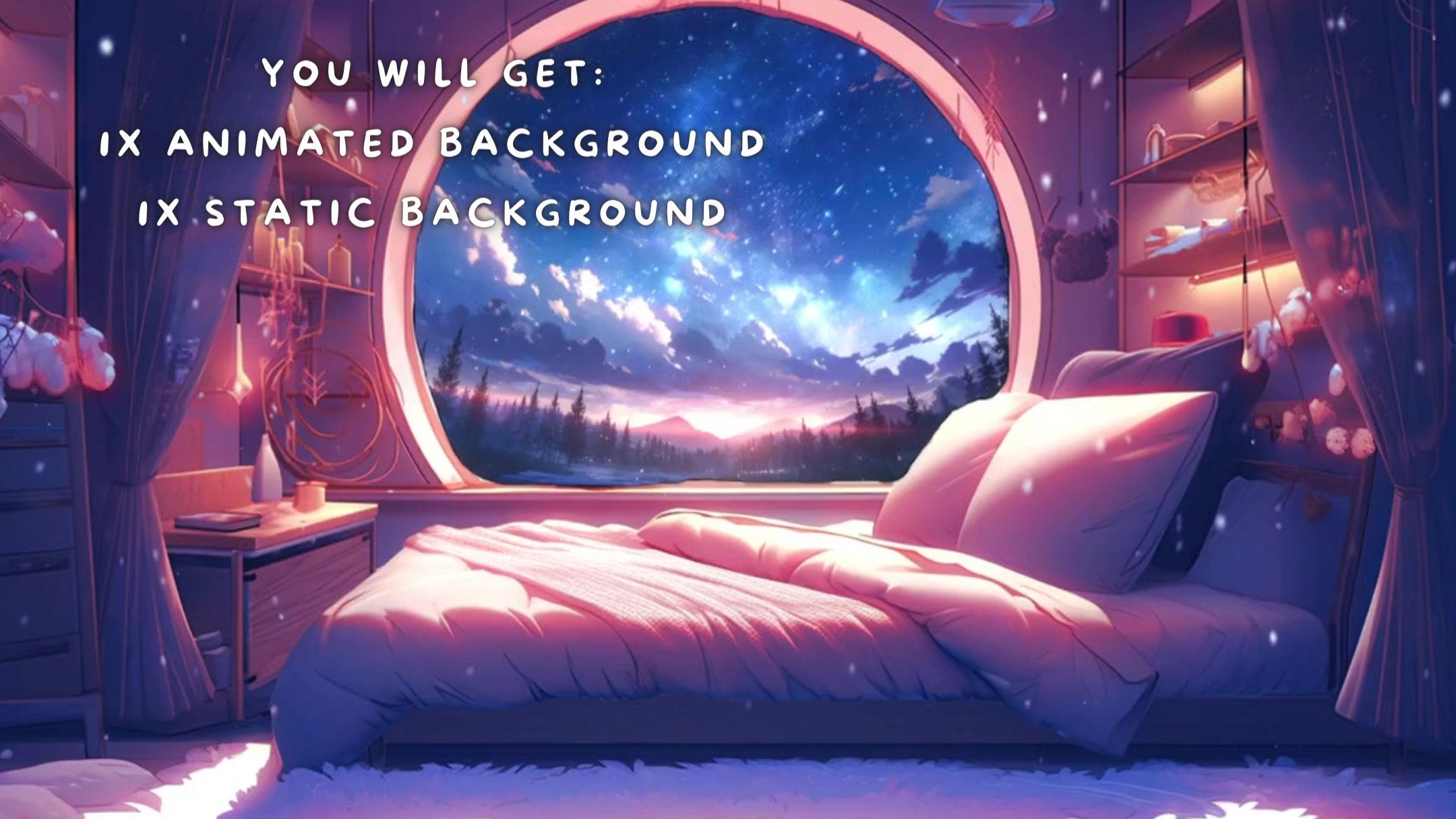 Animated Winter Bed Room Background Vtuber Overlay Twitch Stream ...