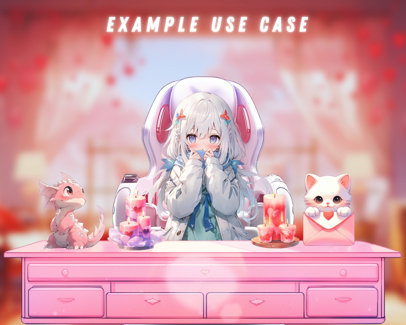 Vtuber Pink Table Desks 5x Pngtuber Transparent Props Cute Assets Stand ...