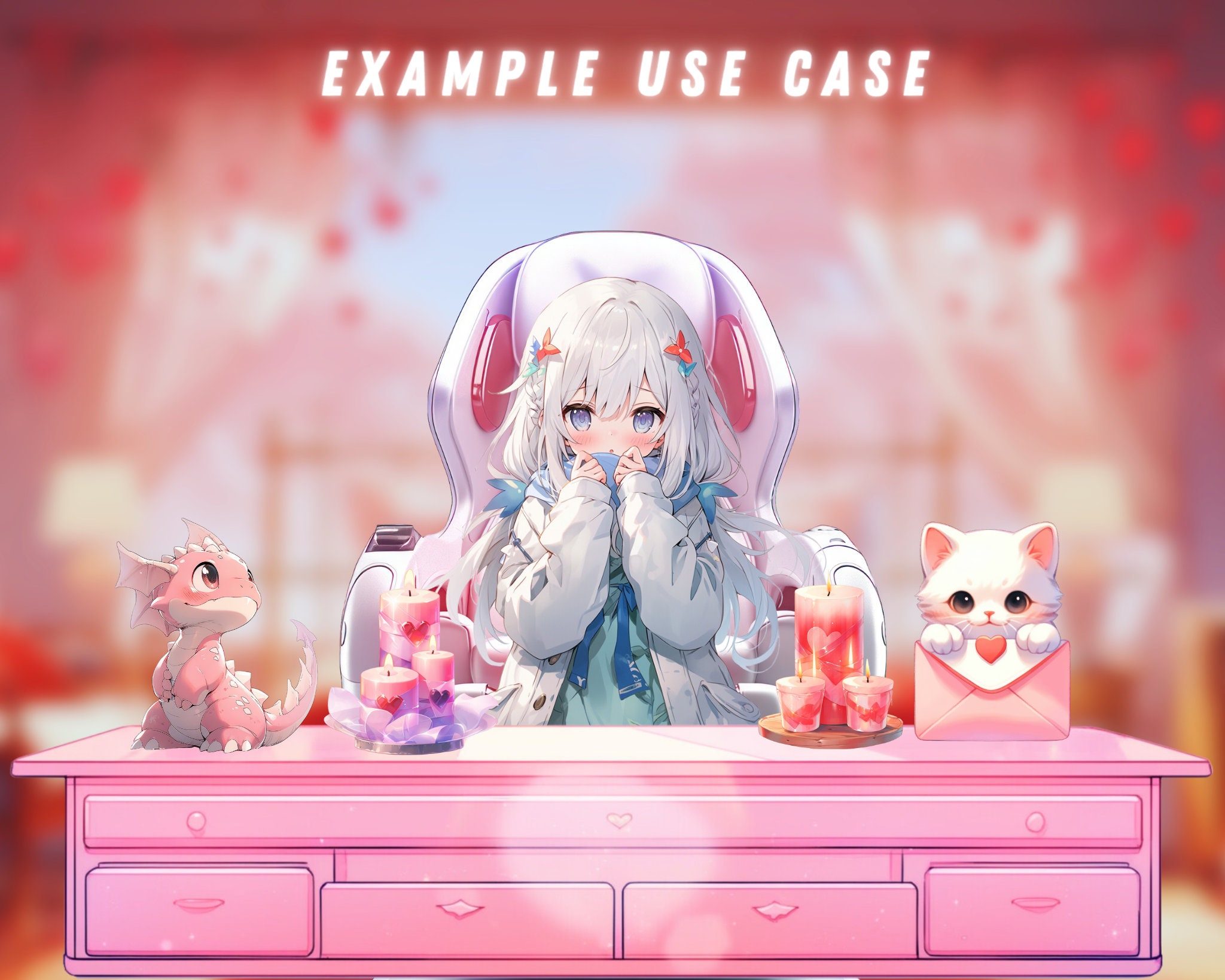 Vtuber Pink Table Desks 5x Pngtuber Transparent Props Cute Assets Stand ...