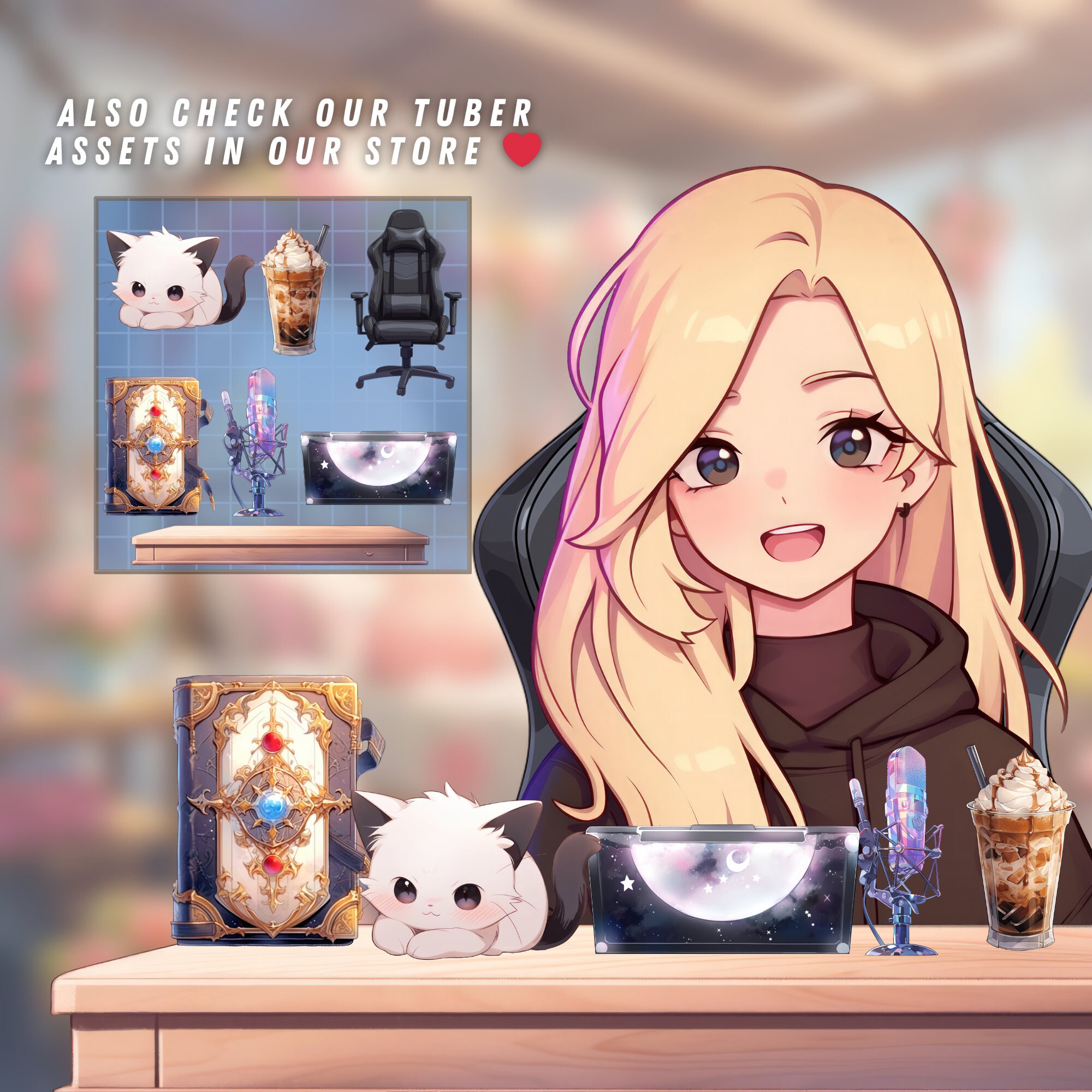 Cute Girl Pngtuber | Blond Hair | Kawaii | Ready for Twitch ...