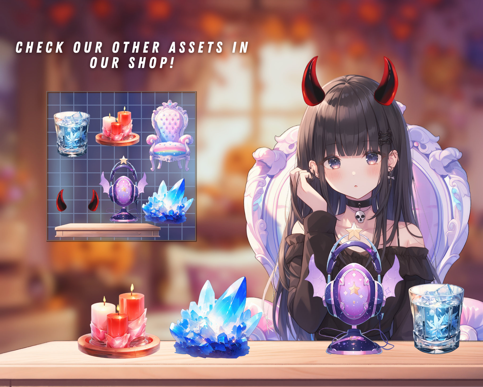 5x Vtuber Demon Horns Assets Dragon Horns Cute Devil Transparent ...