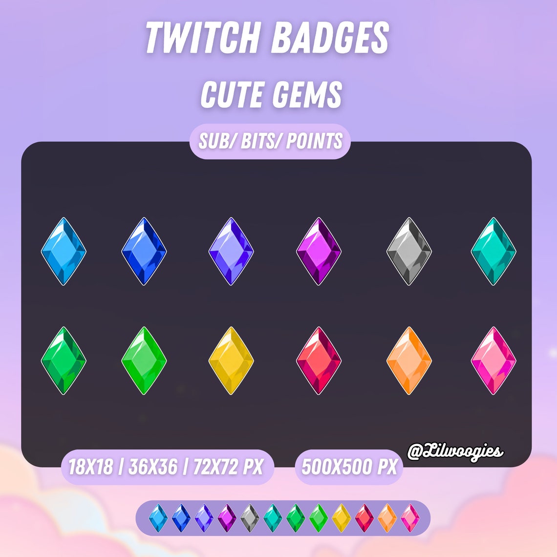 Cute Gems Sub Badges, Twitch Bit Badges, Sub Badges for Twitch, Twitch ...