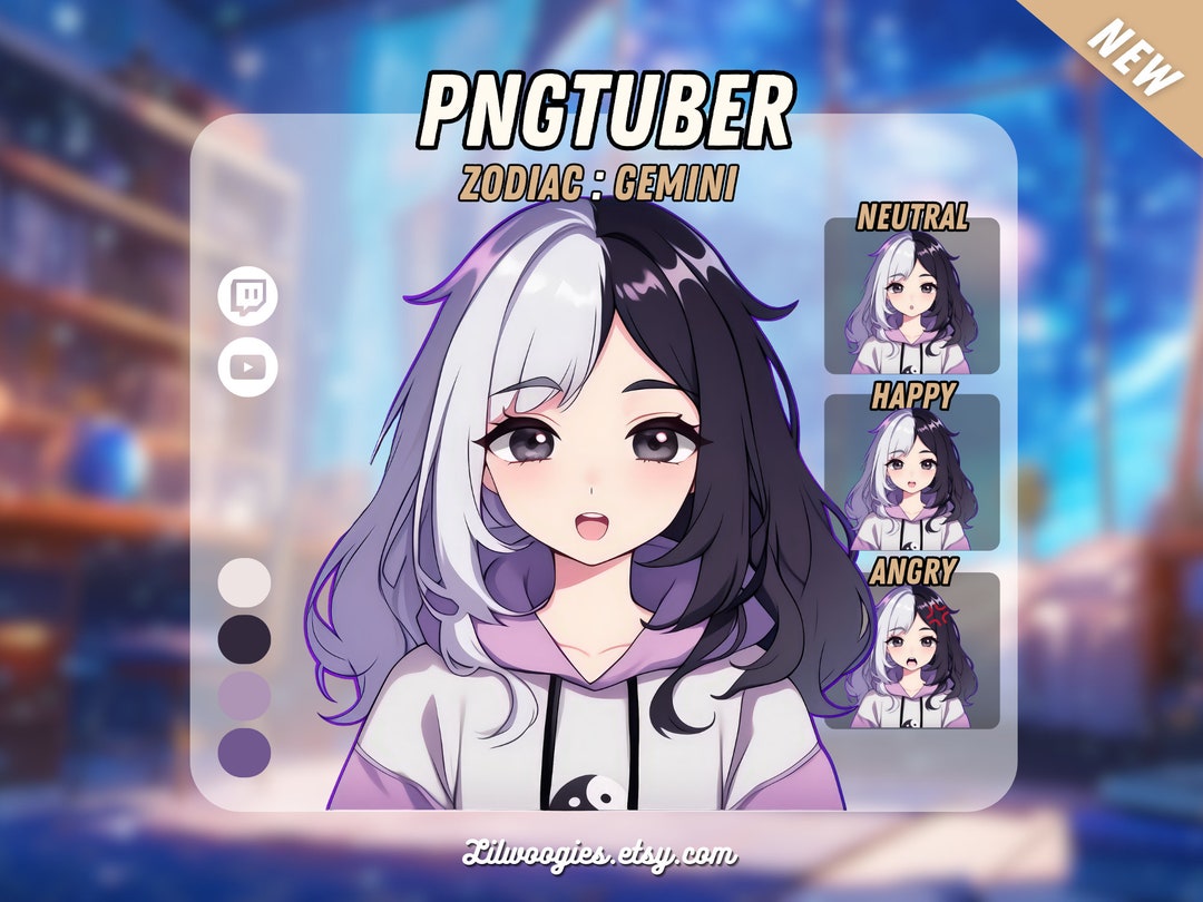Cute Zodiac Gemini Girl Pngtuber | Kawaii | Ready for Twitch ...