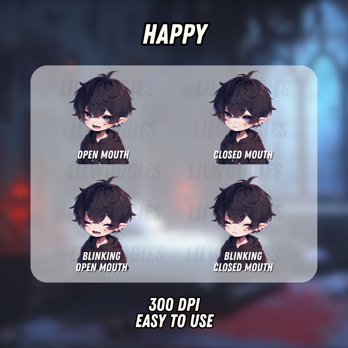 Emo Boy Elf Pngtuber | Kawaii | Gothic | Ready for Twitch | Vtuber ...