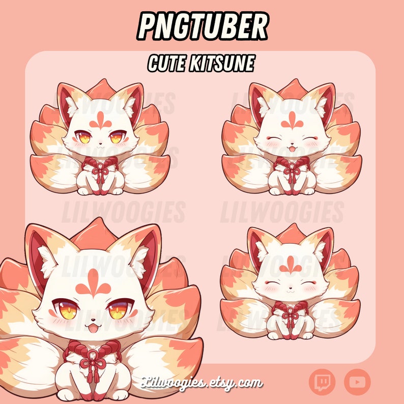 Cute Kitsune Pngtuber Kawaii Ready for Twitch Streamlabs Vtuber Avatar ...