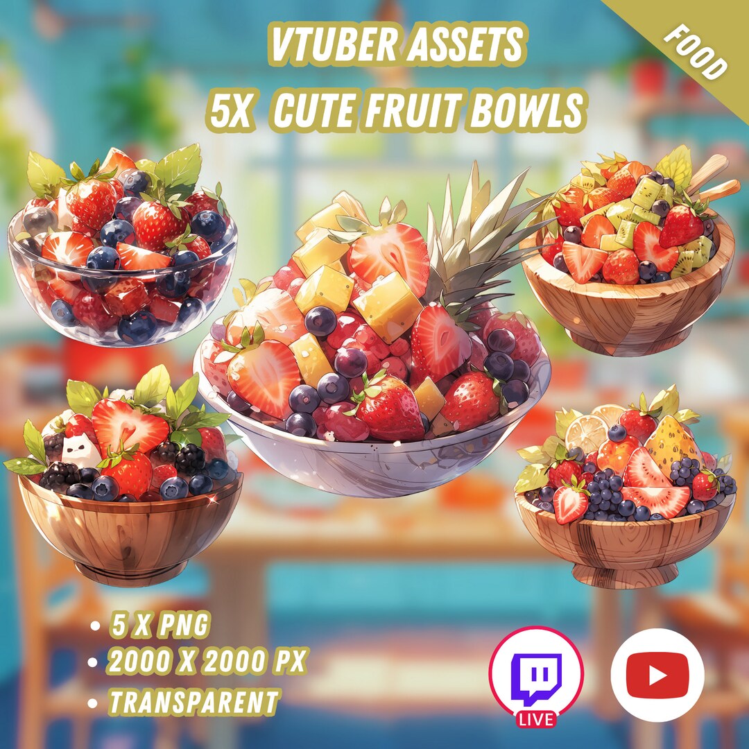 5x Healthy Anime Fruits | Pngtuber | Transparent Props | Pngtuber ...
