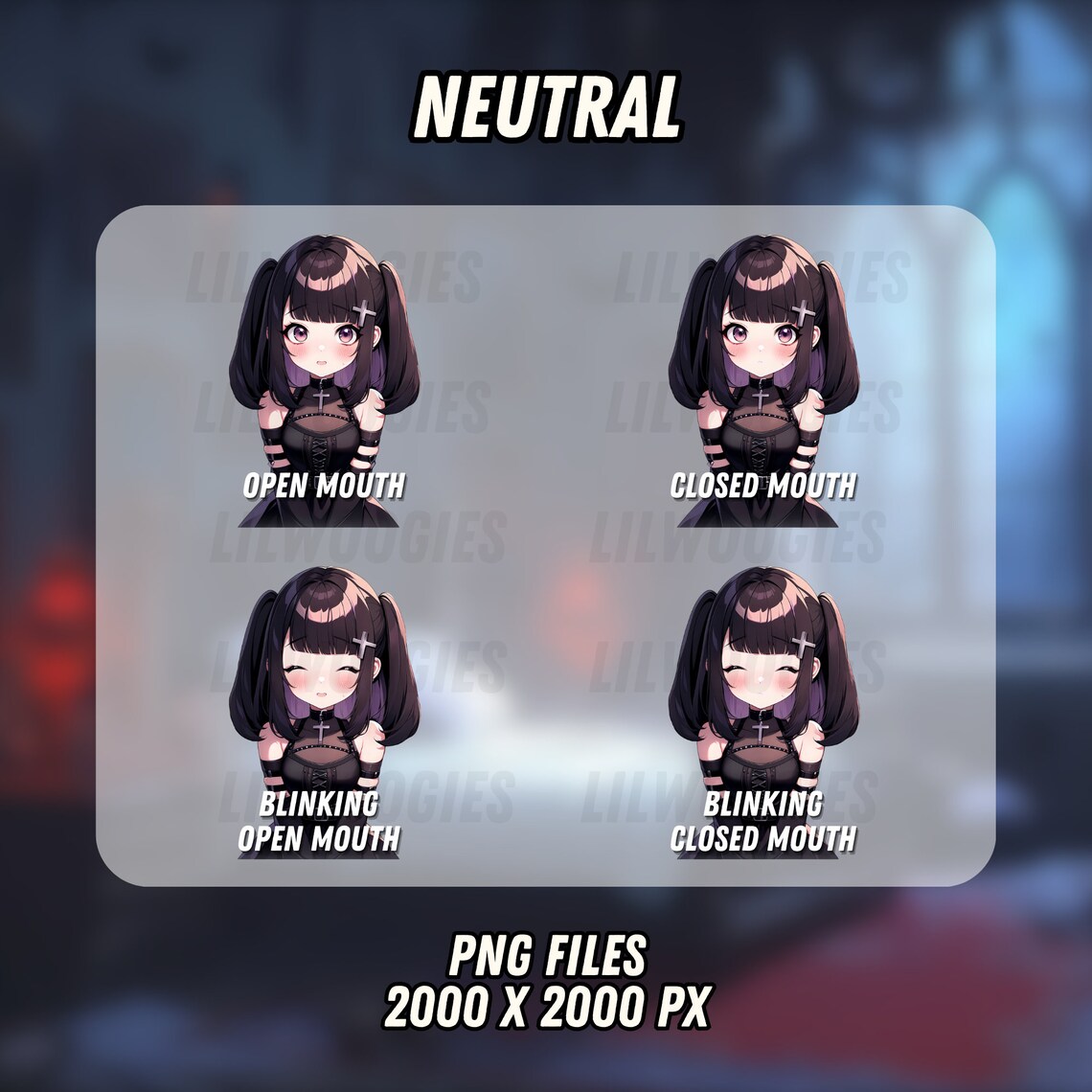 Chibi Gothic Girl Pngtuber | Kawaii | Ready for Twitch | Vtuber Avatar ...