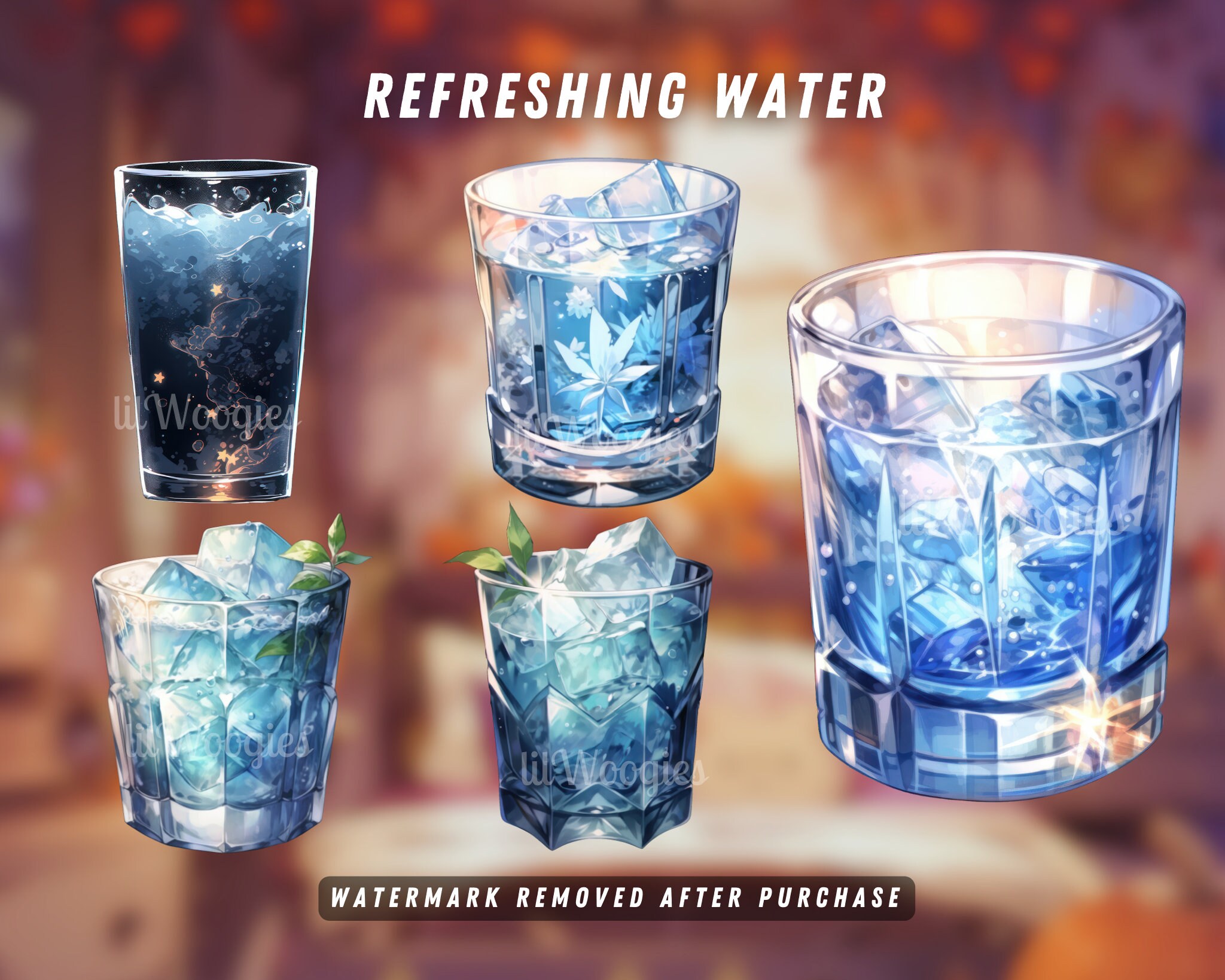 5x Vtuber Glass of Water | Refreshing Water Props | Vtuber Assets ...
