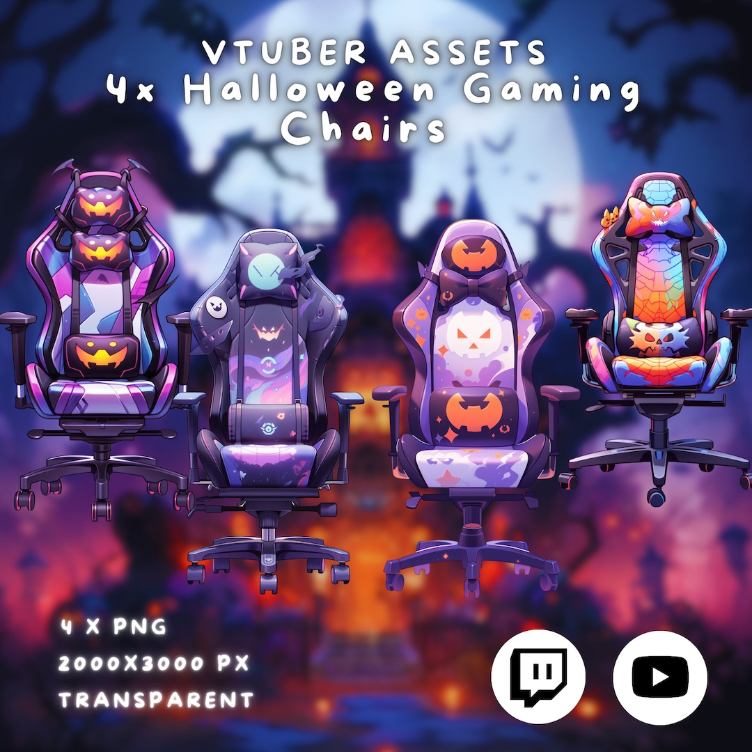 4x Vtuber Halloween Gaming Chairs | Pngtuber | Transparent | Cute ...