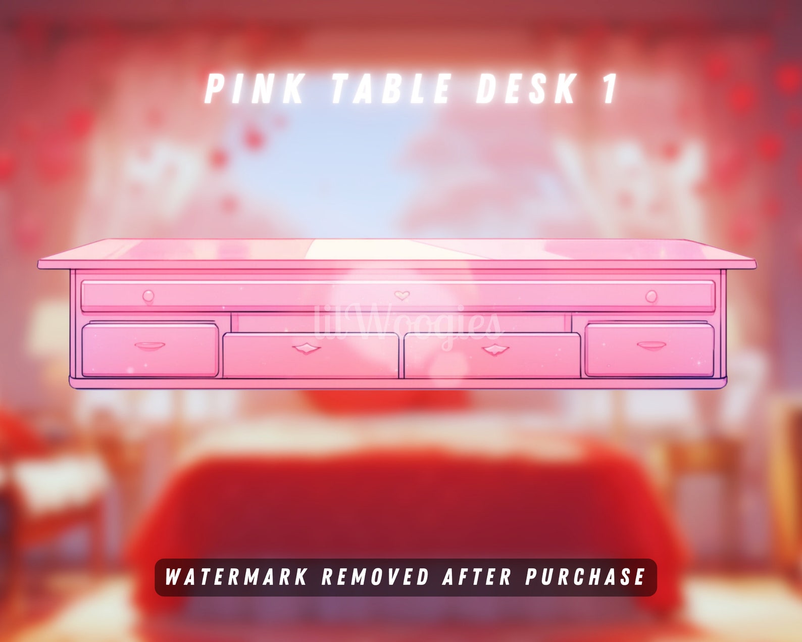 Vtuber Pink Table Desks 5x Pngtuber Transparent Props Cute Assets Stand ...