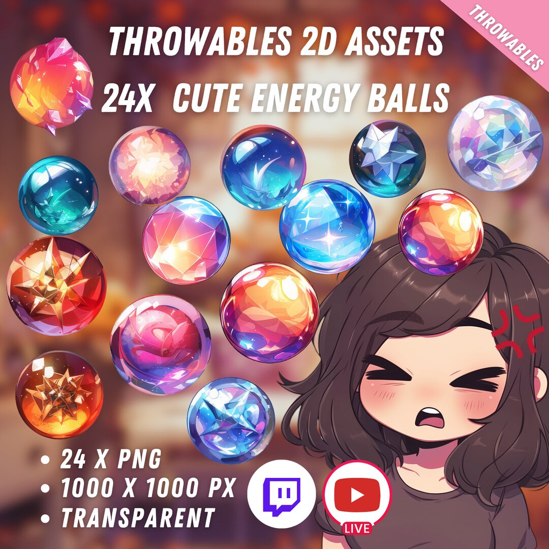 Bundle of Throwable Cute Energy Balls Assets 24x | Transparent | Kawaii ...