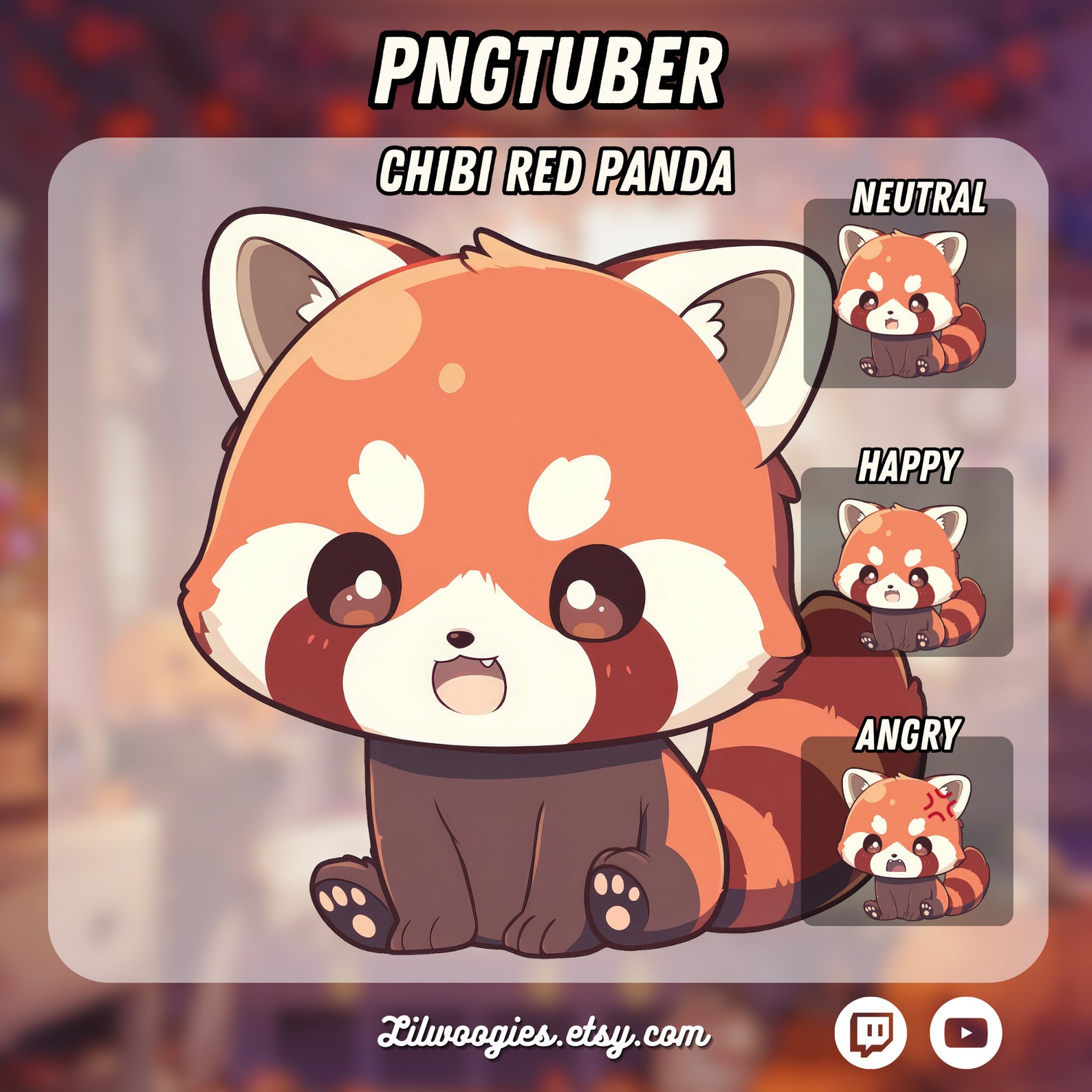 Chibi Red Panda Pngtuber | Kawaii | Ready for Twitch | Vtuber Avatar ...