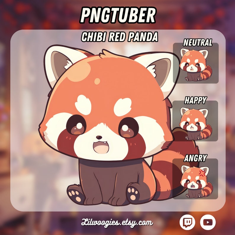 Chibi Red Panda Pngtuber Kawaii Ready for Twitch Vtuber Avatar ...
