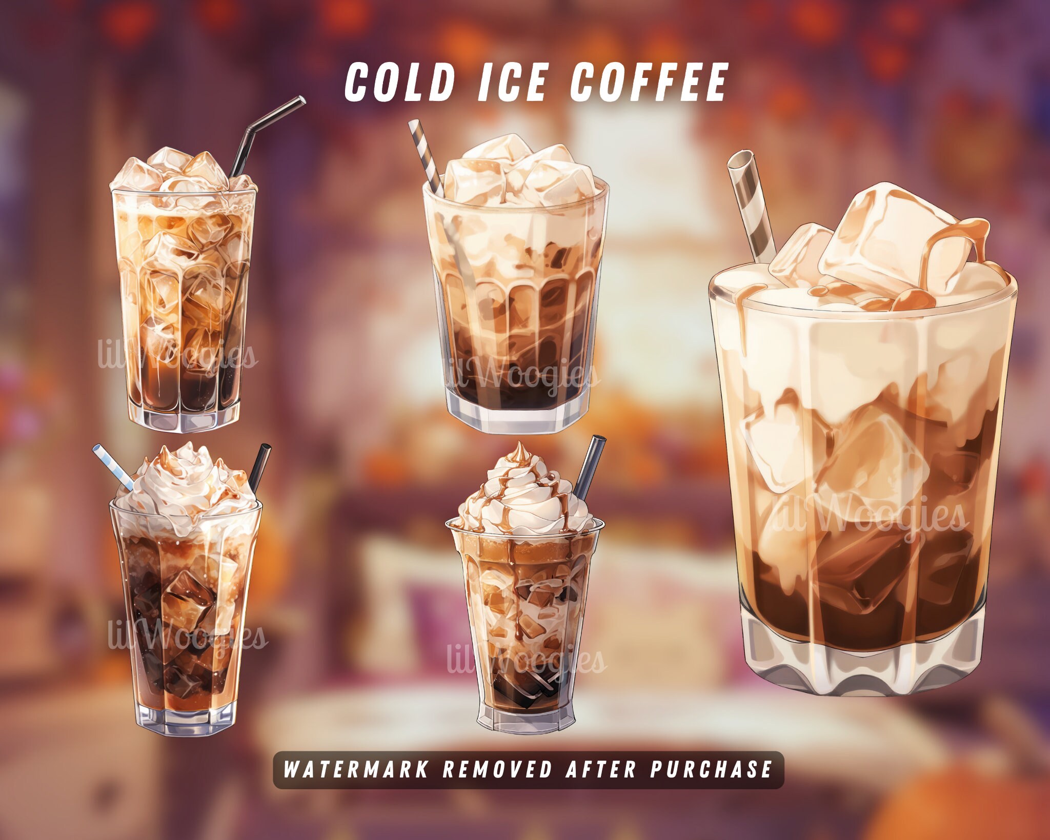 5x Ice Coffee Drink | Vtuber Assets | Transparent | Cute Late ...