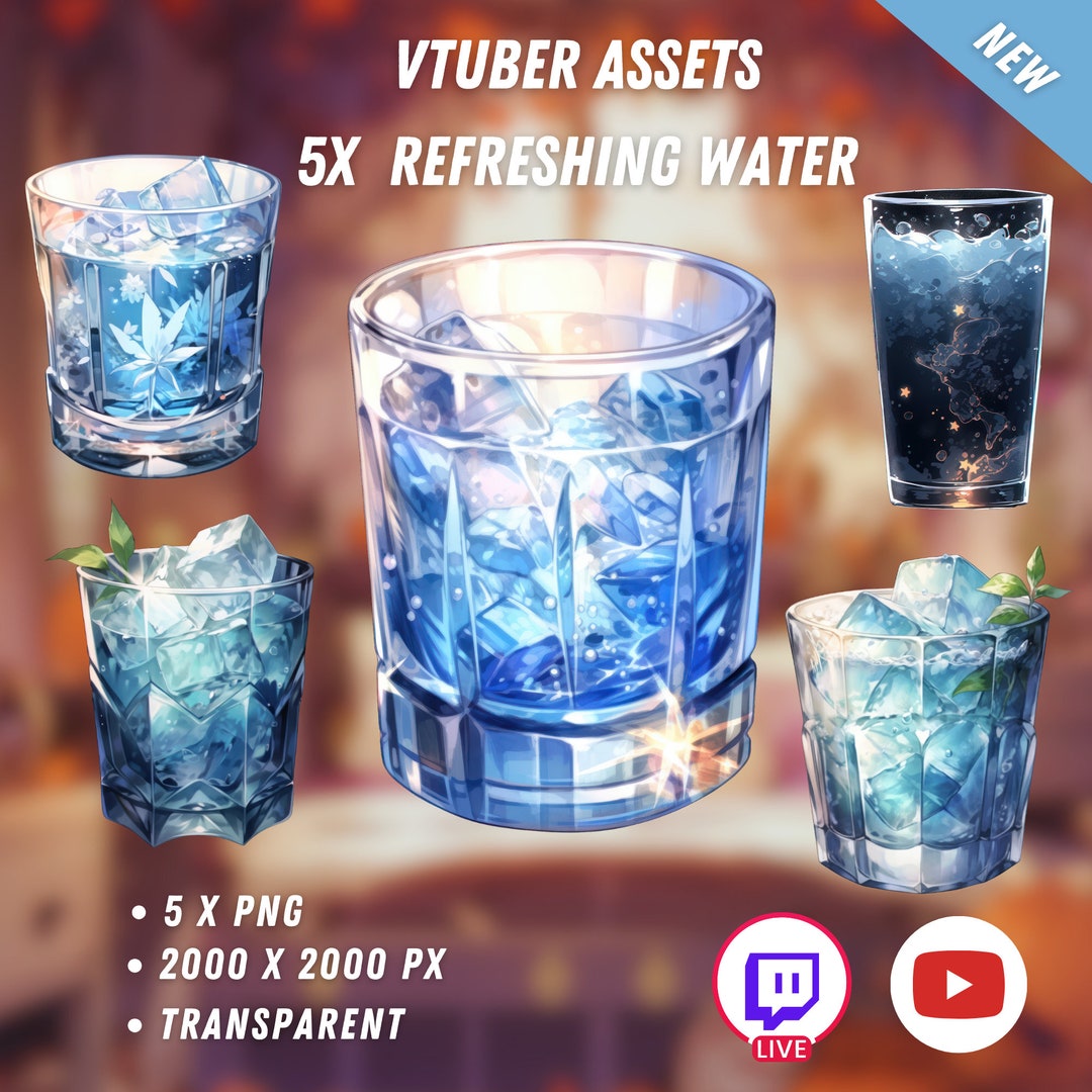 5x Vtuber Glass of Water | Refreshing Water Props | Vtuber Assets ...