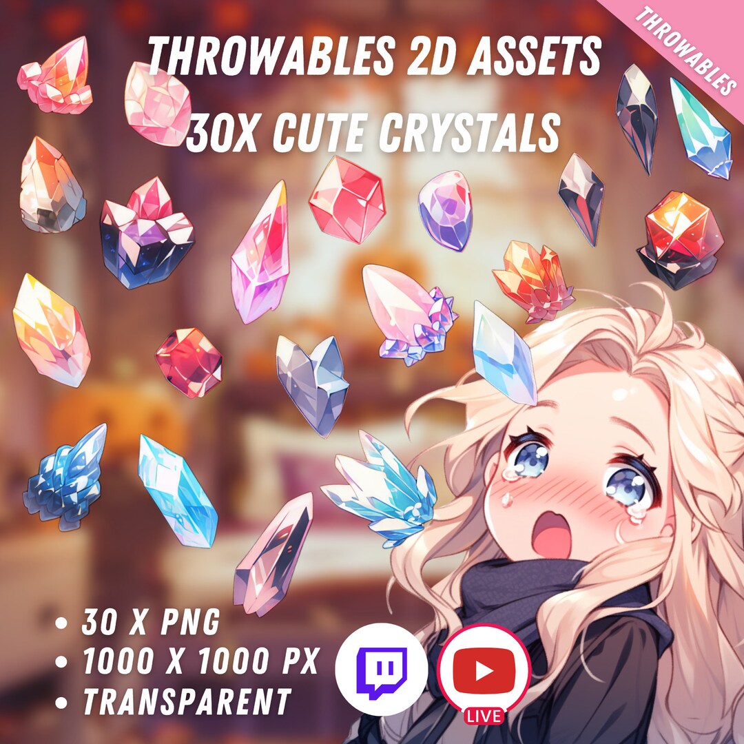 Bundle of Throwable Cute Crystals Assets 30x Transparent Kawaii 2D ...