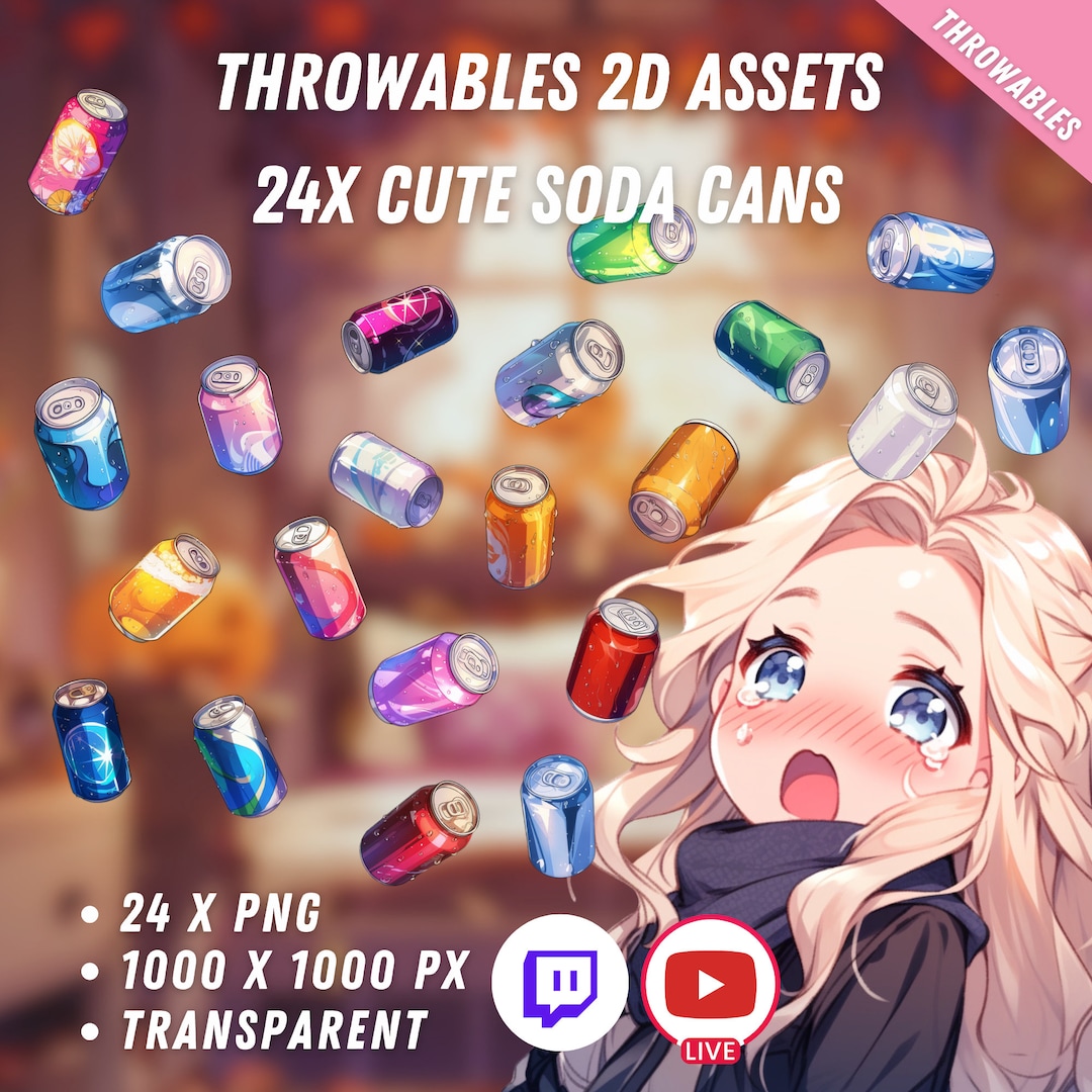 Bundle of Throwable Cute Soda Cans Assets 24x | Transparent | Kawaii ...