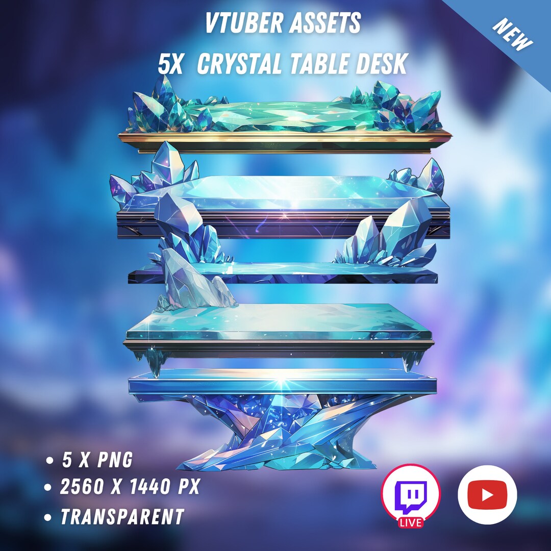 Vtuber Crystal Table Desks 5x | Pngtuber | Transparent Props | Cute ...