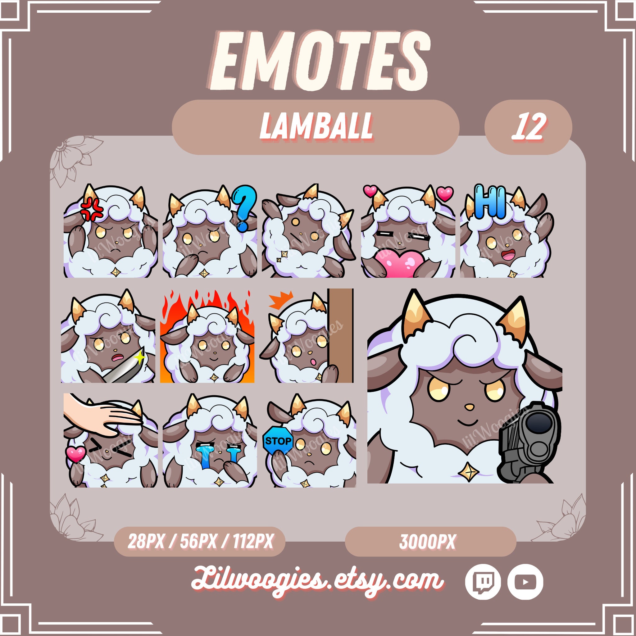 12 Palworld Lamball Twitch Emotes, Twitch Sub Emotes, Chibi Emotes ...