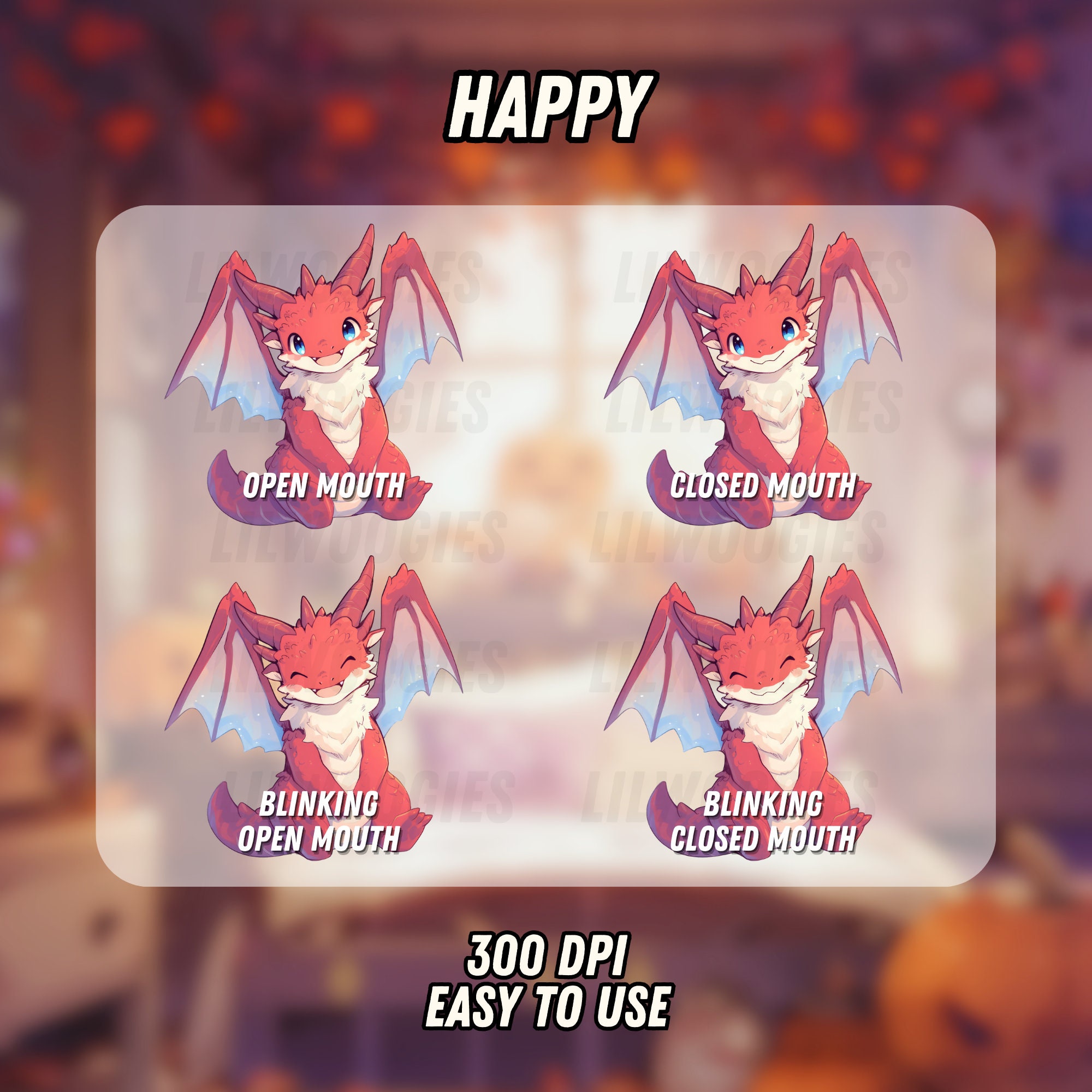 Chibi Red Dragon Pngtuber Kawaii Ready for Twitch Vtuber Avatar ...