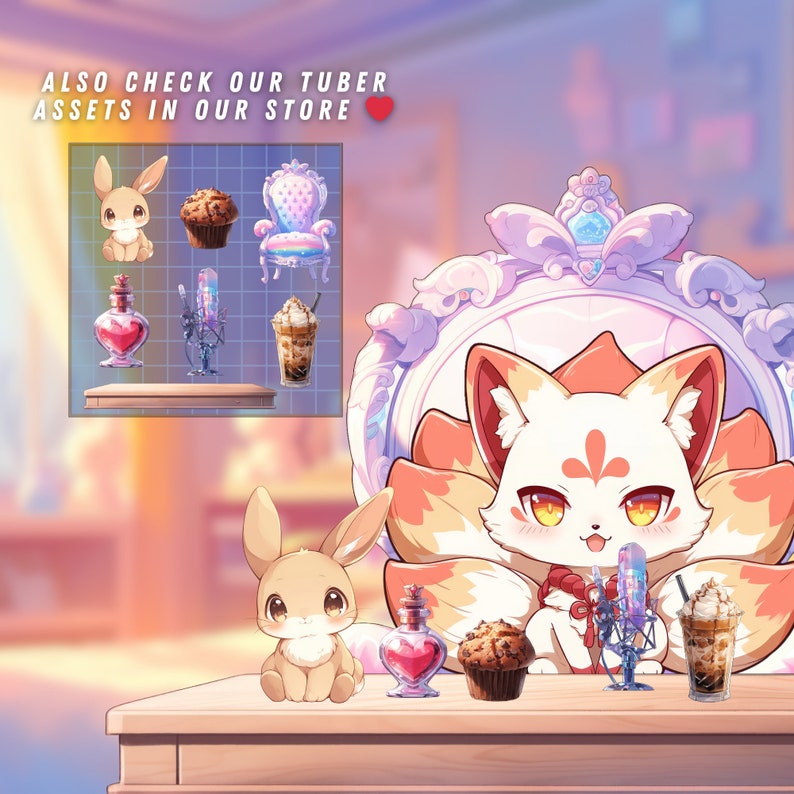 Cute Kitsune Pngtuber Kawaii Ready for Twitch Streamlabs Vtuber Avatar ...