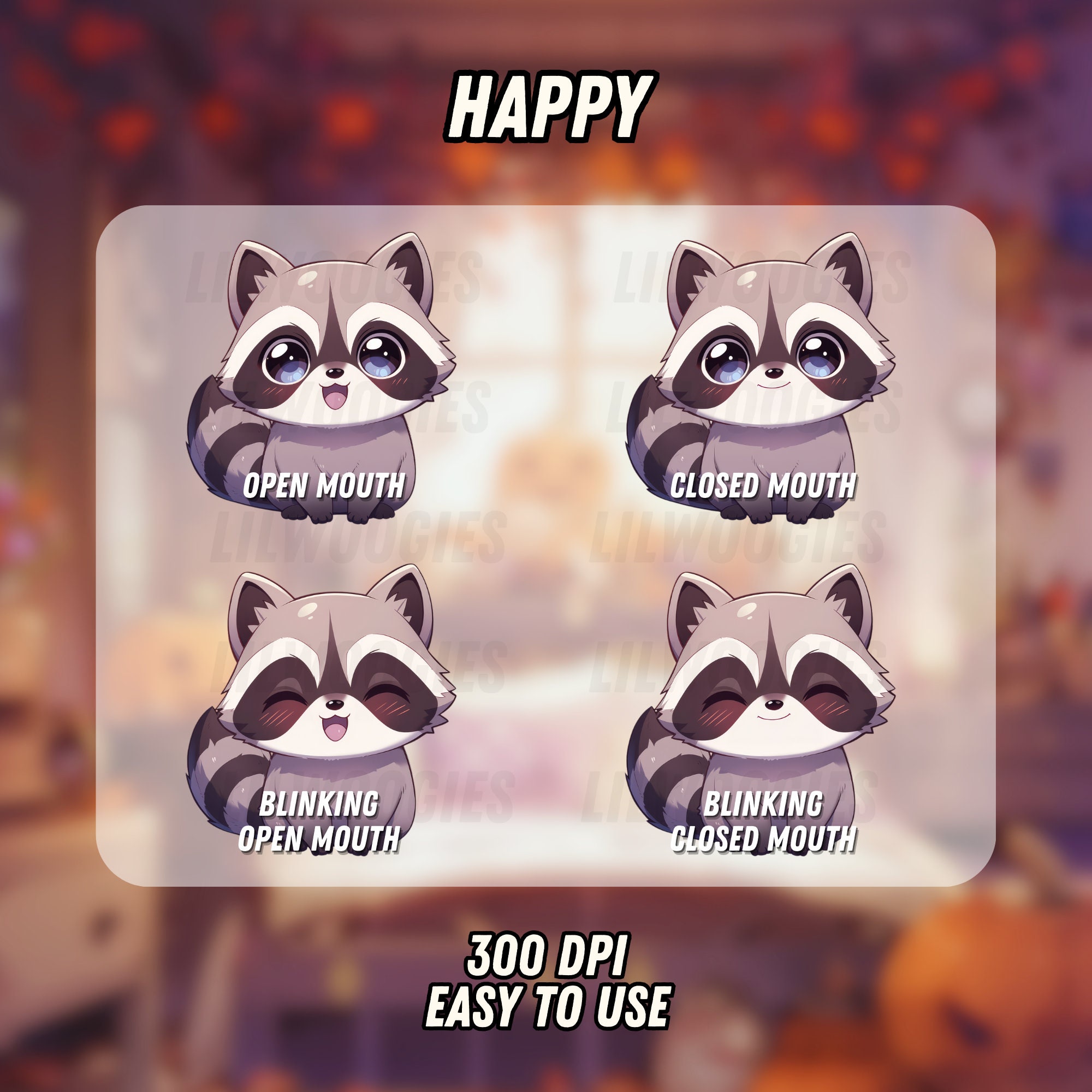 PNGTuber Chibi Mapache / Kawaii / Listo para Twitch / VTuber Avatar ...