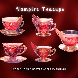 5x Vampire Teacups | Pngtuber | Transparent Props | Cute | Vtuber ...