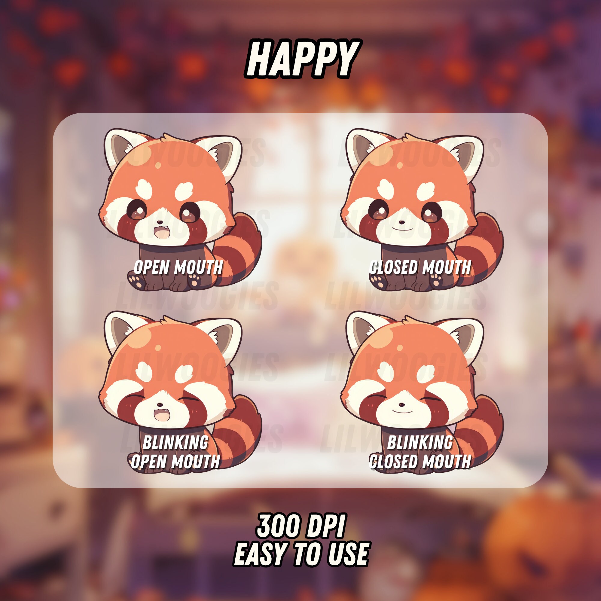 Chibi Red Panda Pngtuber Kawaii Ready for Twitch Vtuber Avatar ...
