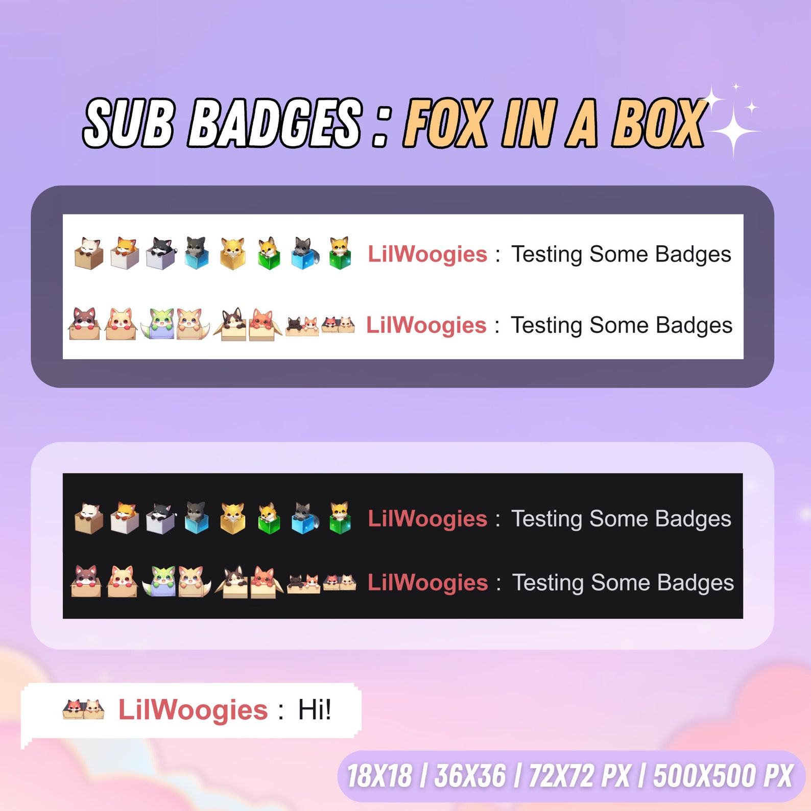 Sub Badges Cute Fox in a Box for Subscribers - Twitch Sub Badges ...
