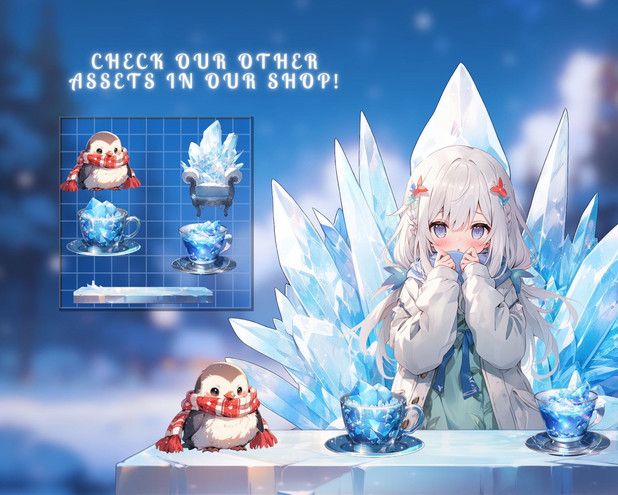 5x Ice Cup Teacups Pngtuber Transparent Cute Vtuber Assets Christmas ...