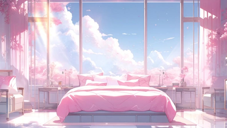 Animated Pink Bedrooms Background Vtuber Overlay Twitch - Etsy