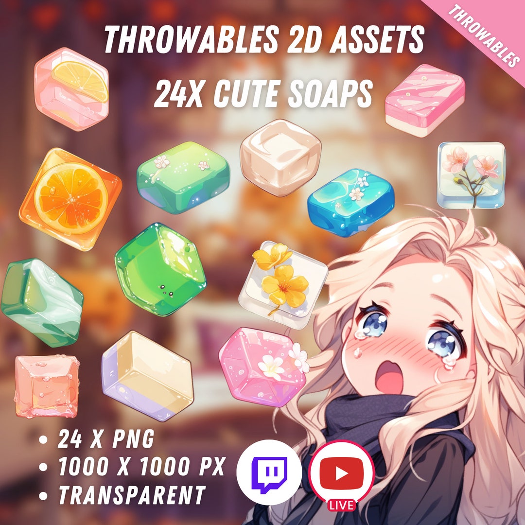 Bundle of Throwable Cute Soaps Assets 24x | Transparent | Kawaii | 2D ...