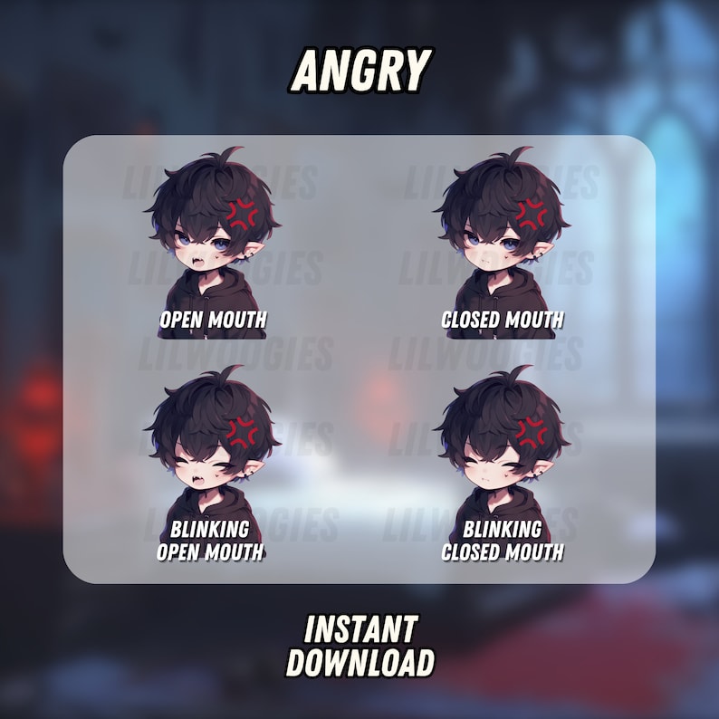 Emo Boy Elf Pngtuber | Kawaii | Gothic | Ready for Twitch | Vtuber ...