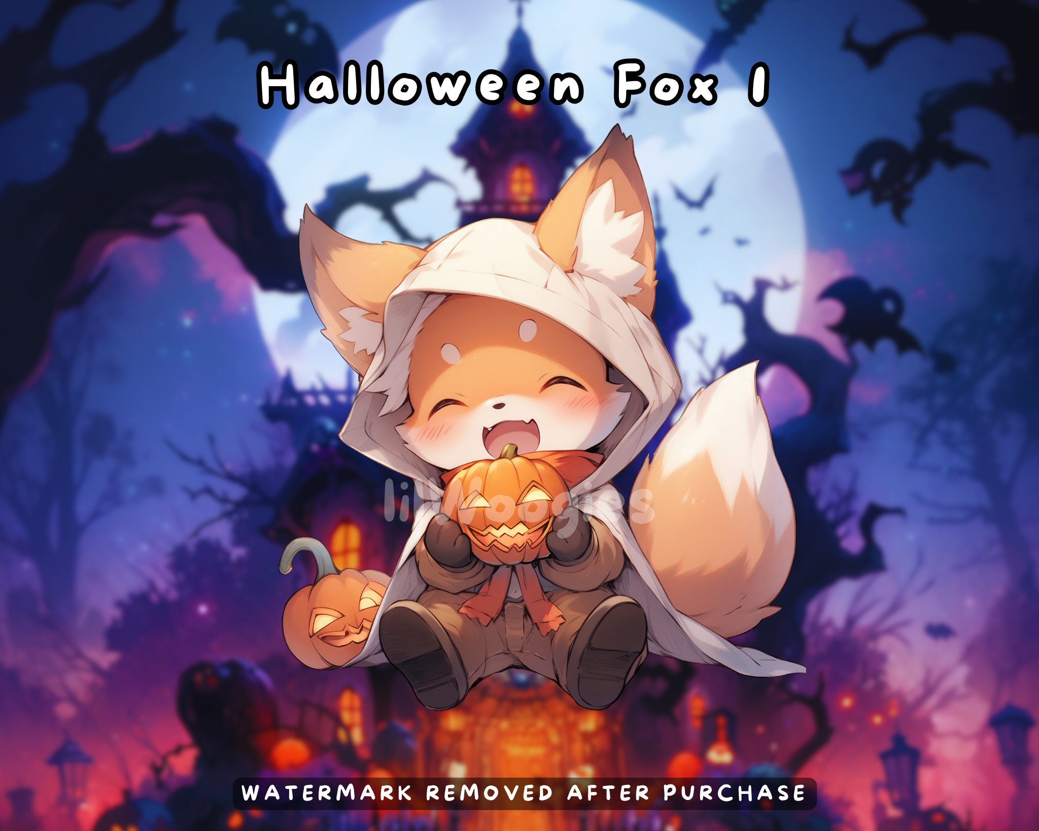 3x Vtuber Foxes | Halloween | Transparent | Cute | Kawaii | Spooky ...